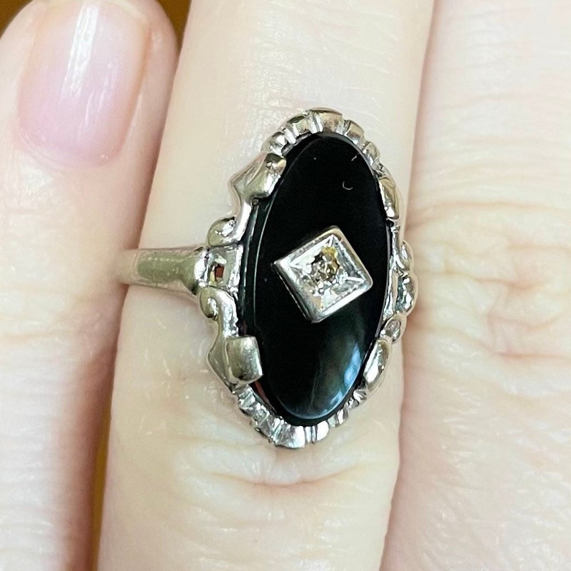 Art Deco Onyx Ring - Etsy