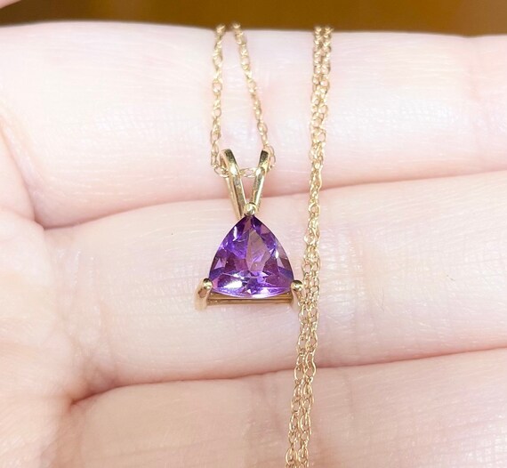 Beautiful trillion cut deep purple amethyst 14k solid… - Gem