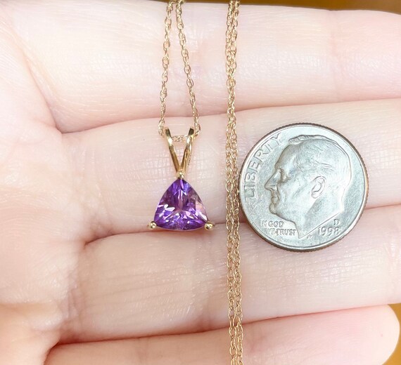 Beautiful trillion cut deep purple amethyst 14k solid… - Gem
