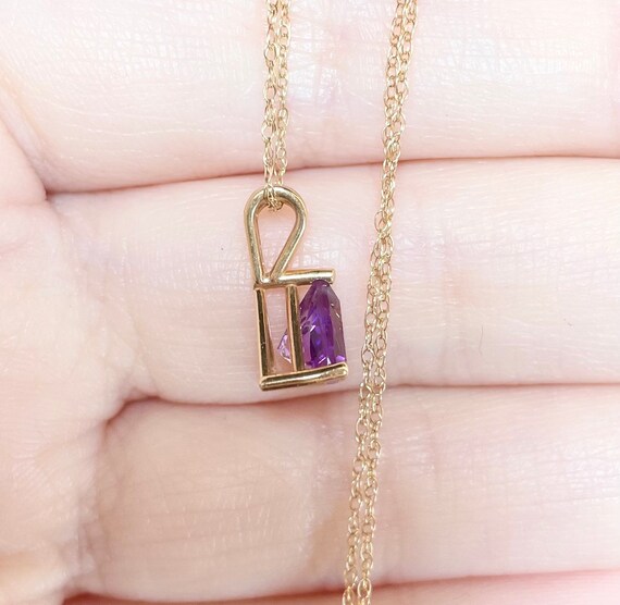 Beautiful trillion cut deep purple amethyst 14k solid… - Gem