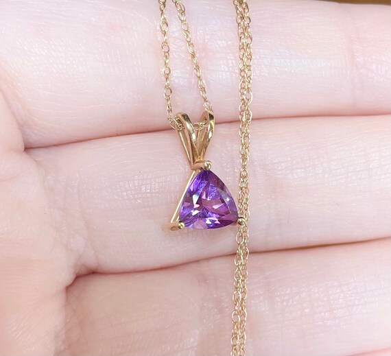 Beautiful trillion cut deep purple amethyst 14k solid… - Gem