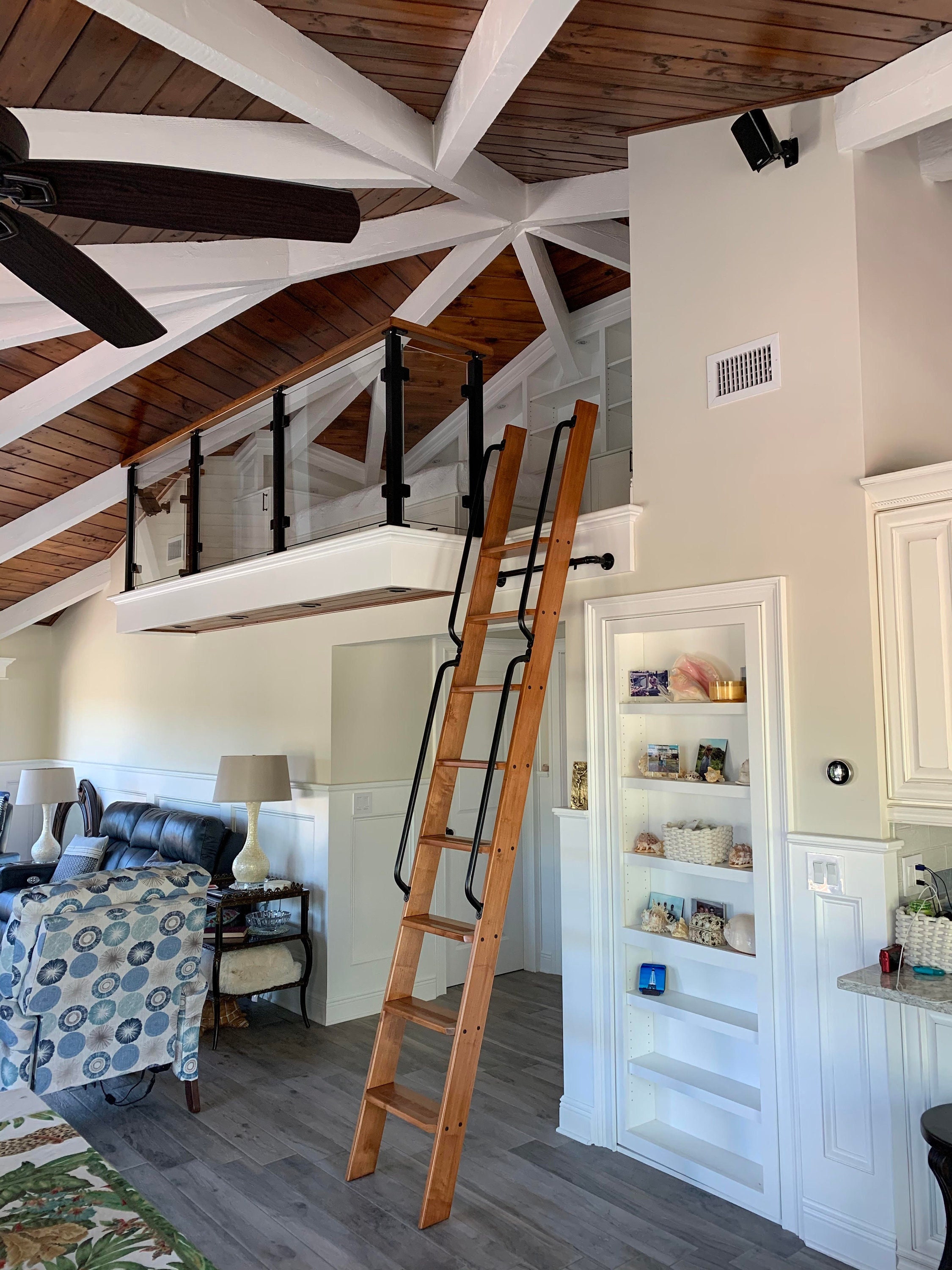 Wood Ladder Loft Ladder Library Ladder: Made to Order - Etsy