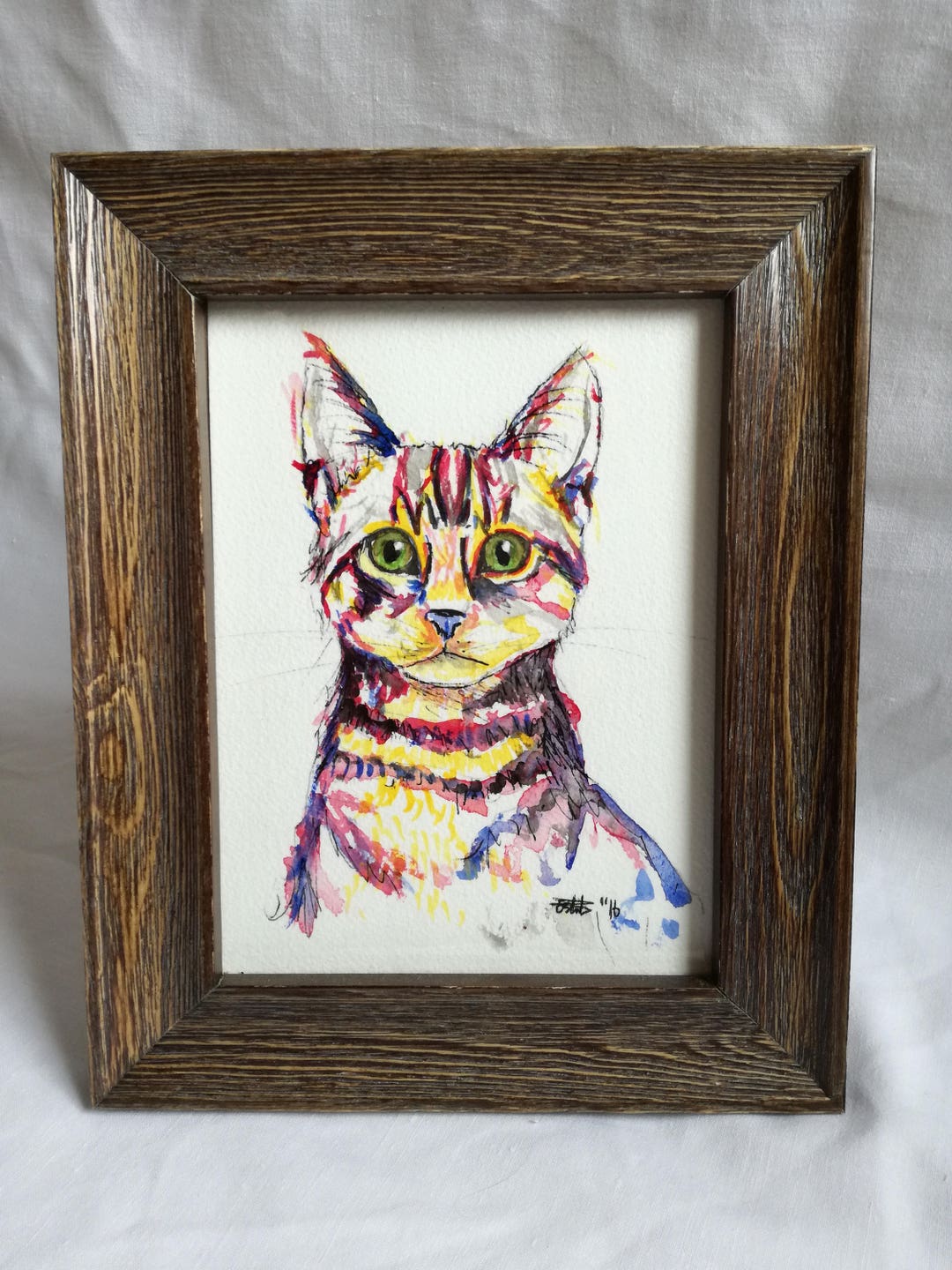 Tabby Cat, A4 Watercolour Print, Colourful, Pet, Pet Portraits, Home ...