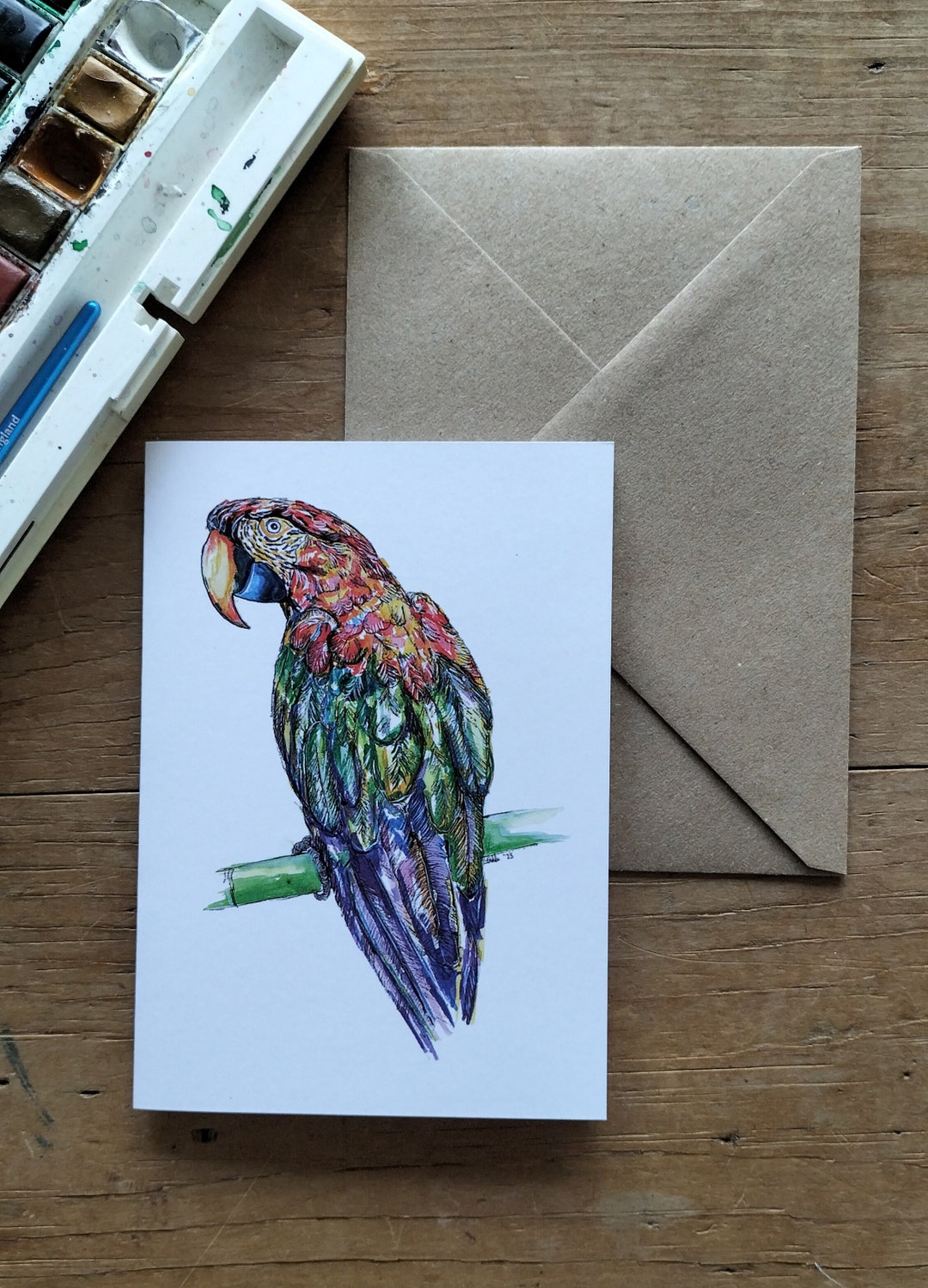 Parrot Card, Bird Cards, Birthday Card, Thank You Card, Special ...