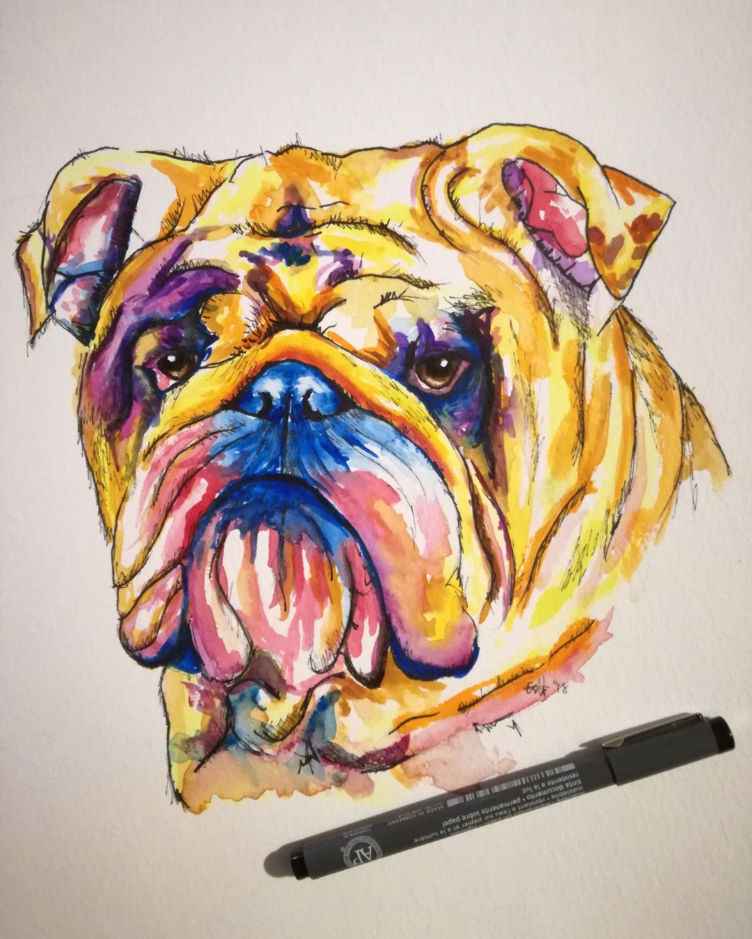 Bulldog Card, Bulldog Print, Bulldog Gifts, Bulldog Prints, Greeting ...