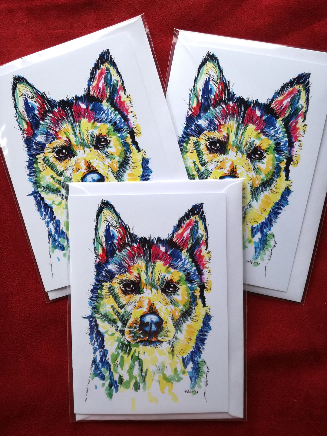 Husky Card Husky Cards Dog Cards Dog Card Husky Gifts - Etsy
