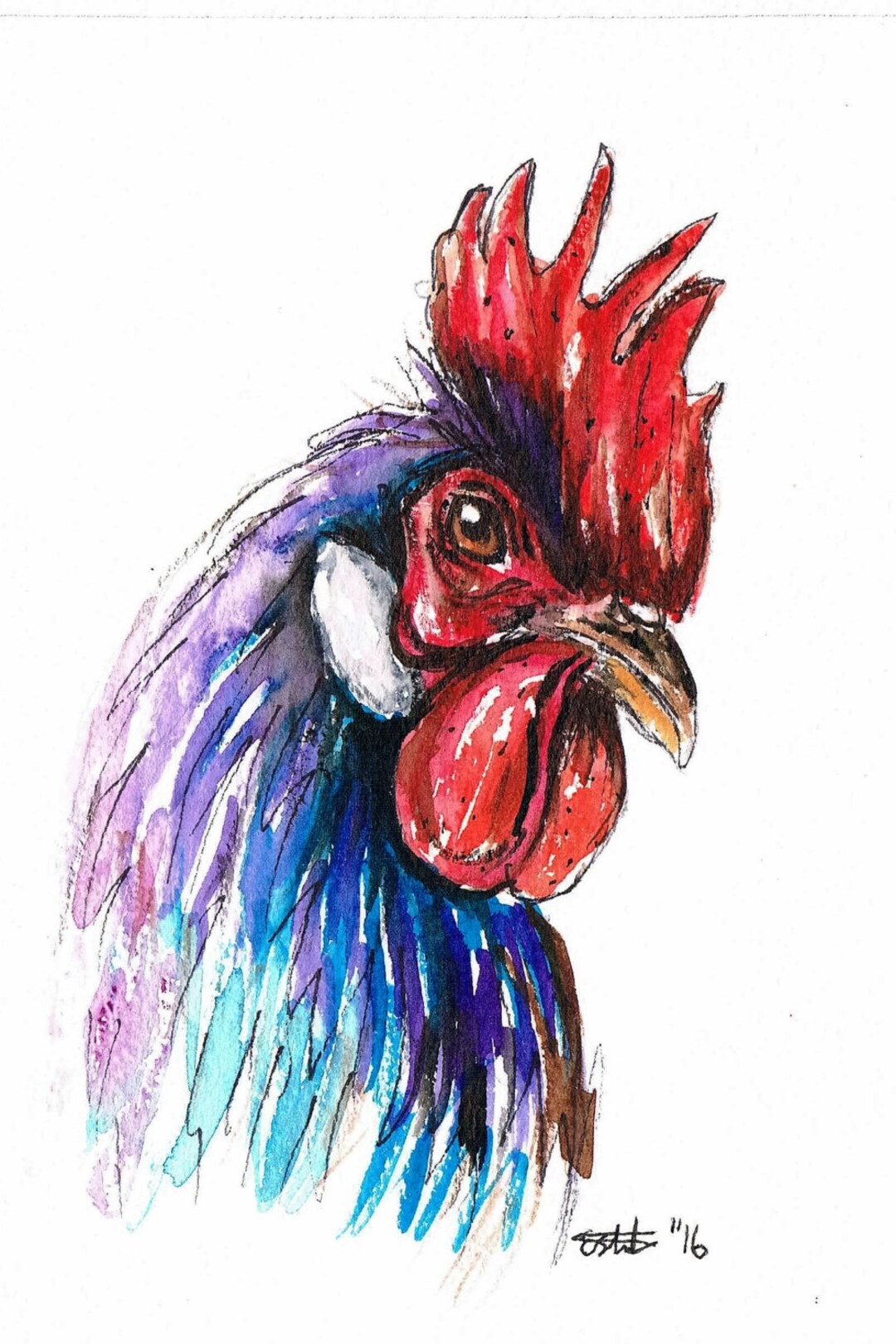 Cockerel Print, Chicken Print, Farm Animal, Countryside, Home Decor ...