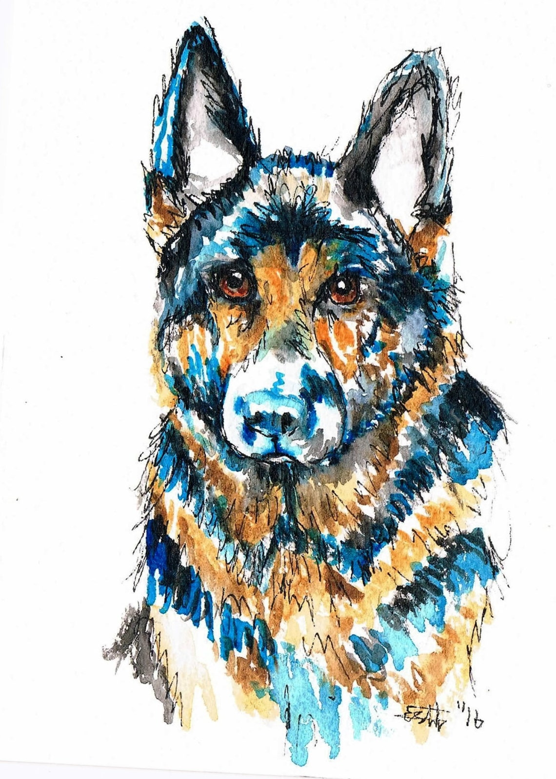 Alsatian Dog Watercolour Print, Alsatian Print, Dog Print, Dog Art ...