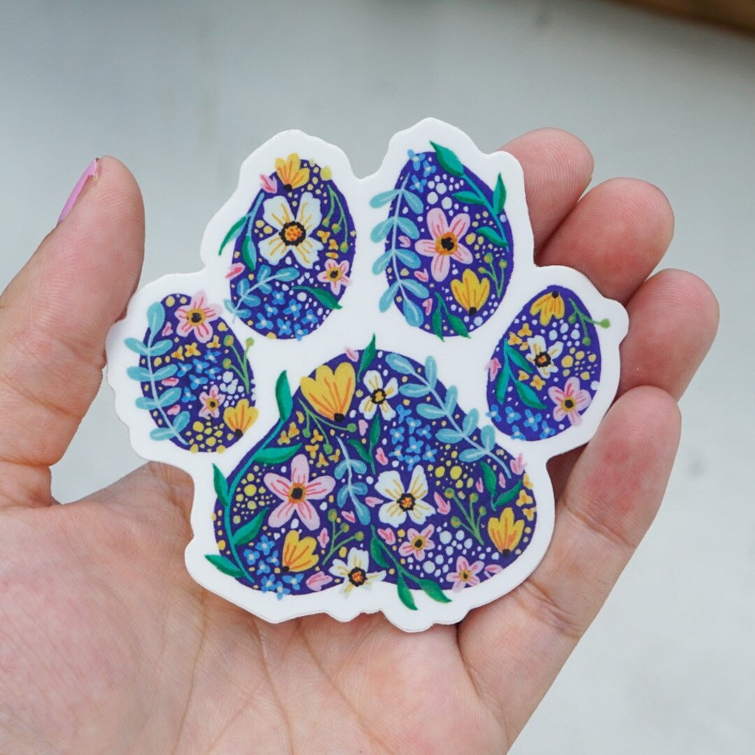 Paw Print Sticker / Dog Sticker / Puppy Sticker / Dog Lovers / Floral ...