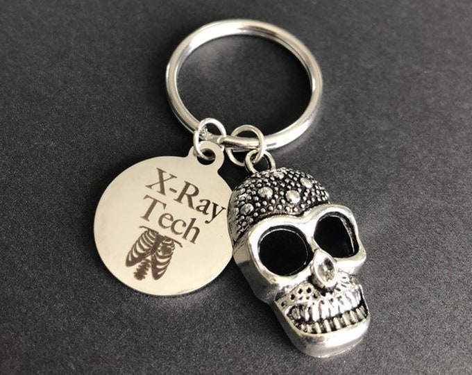 Xray Tech Gift Skeleton Keychain Caduceus Medical Symbol Skull - Etsy