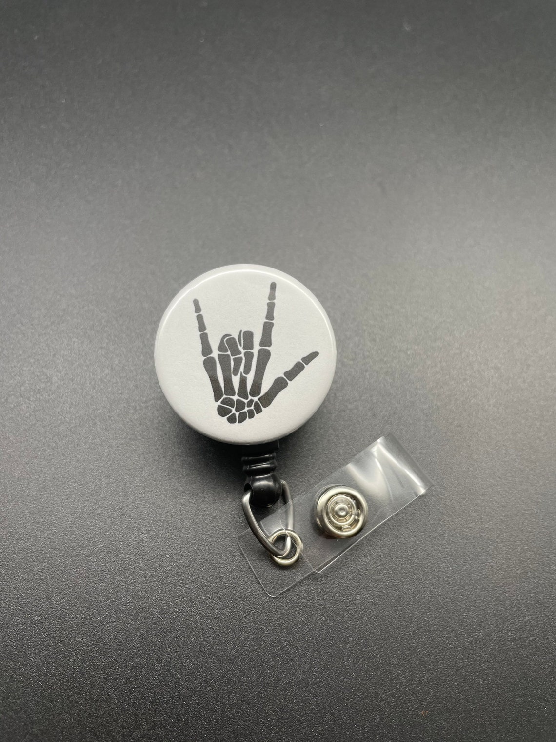 I Love You Skeleton Bones Hand Sign Language Badge | Etsy