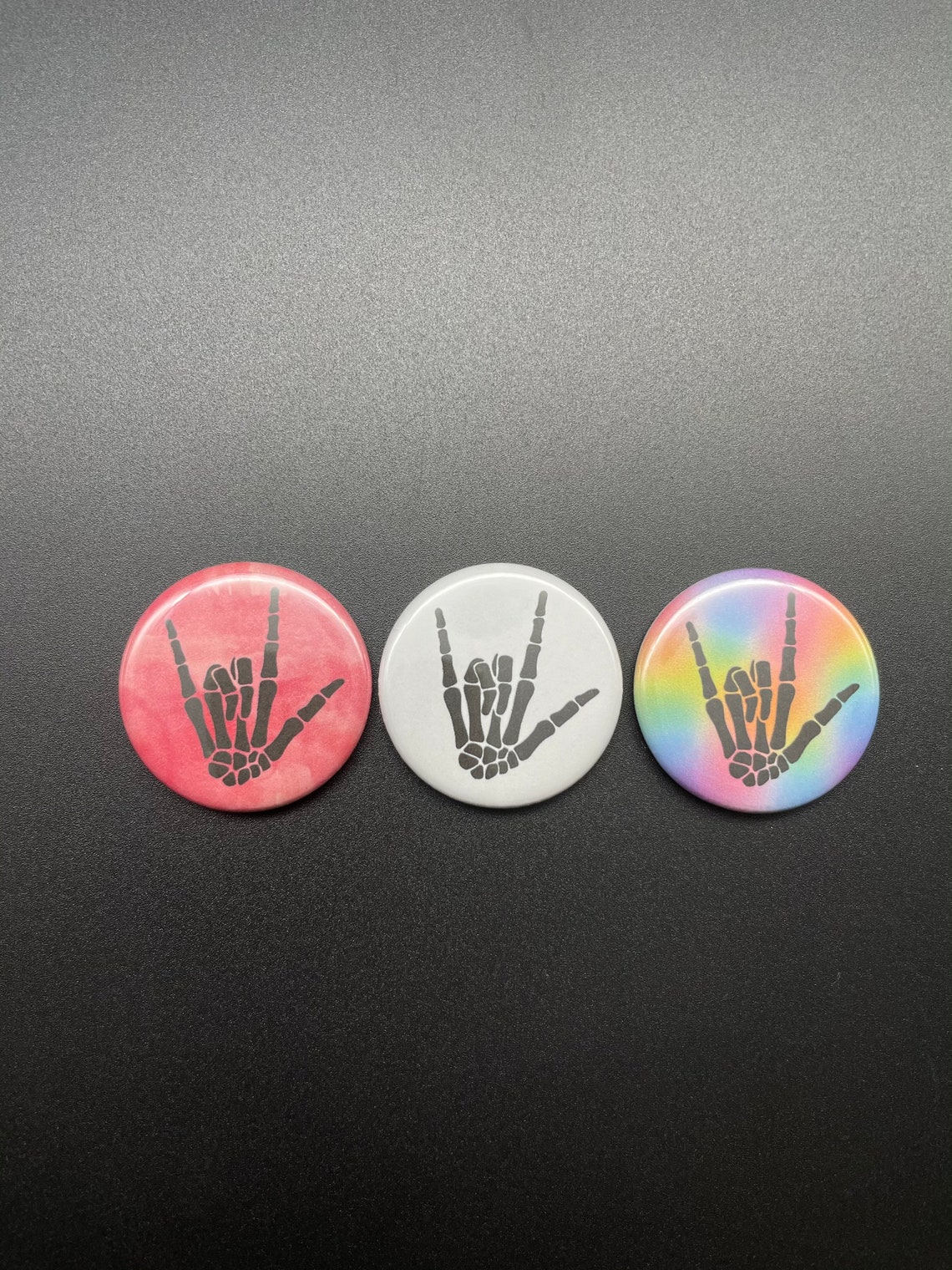 I Love You Skeleton Bones Hand Sign Language Badge - Etsy