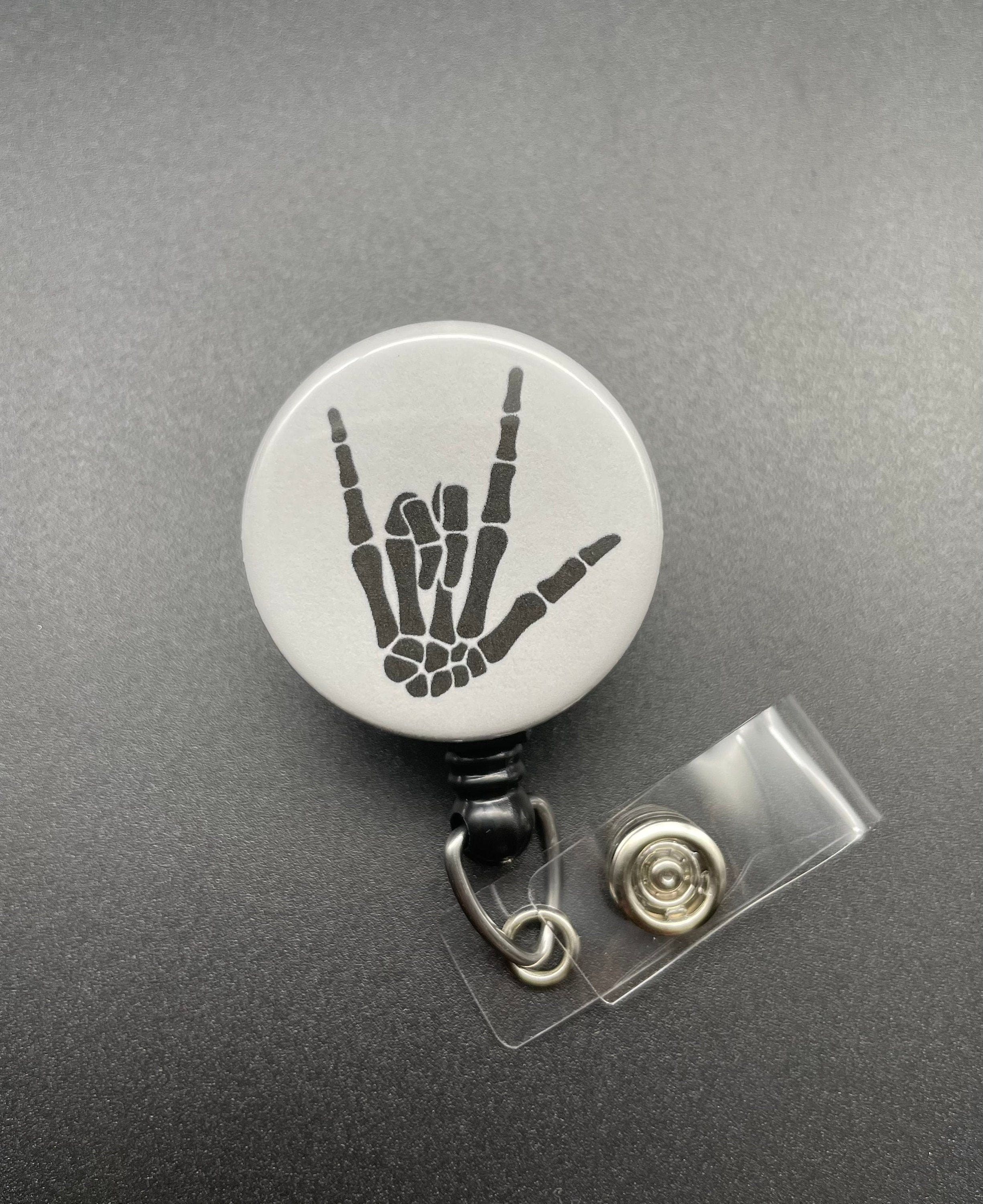 I Love You Skeleton Bones Hand Sign Language Badge | Etsy