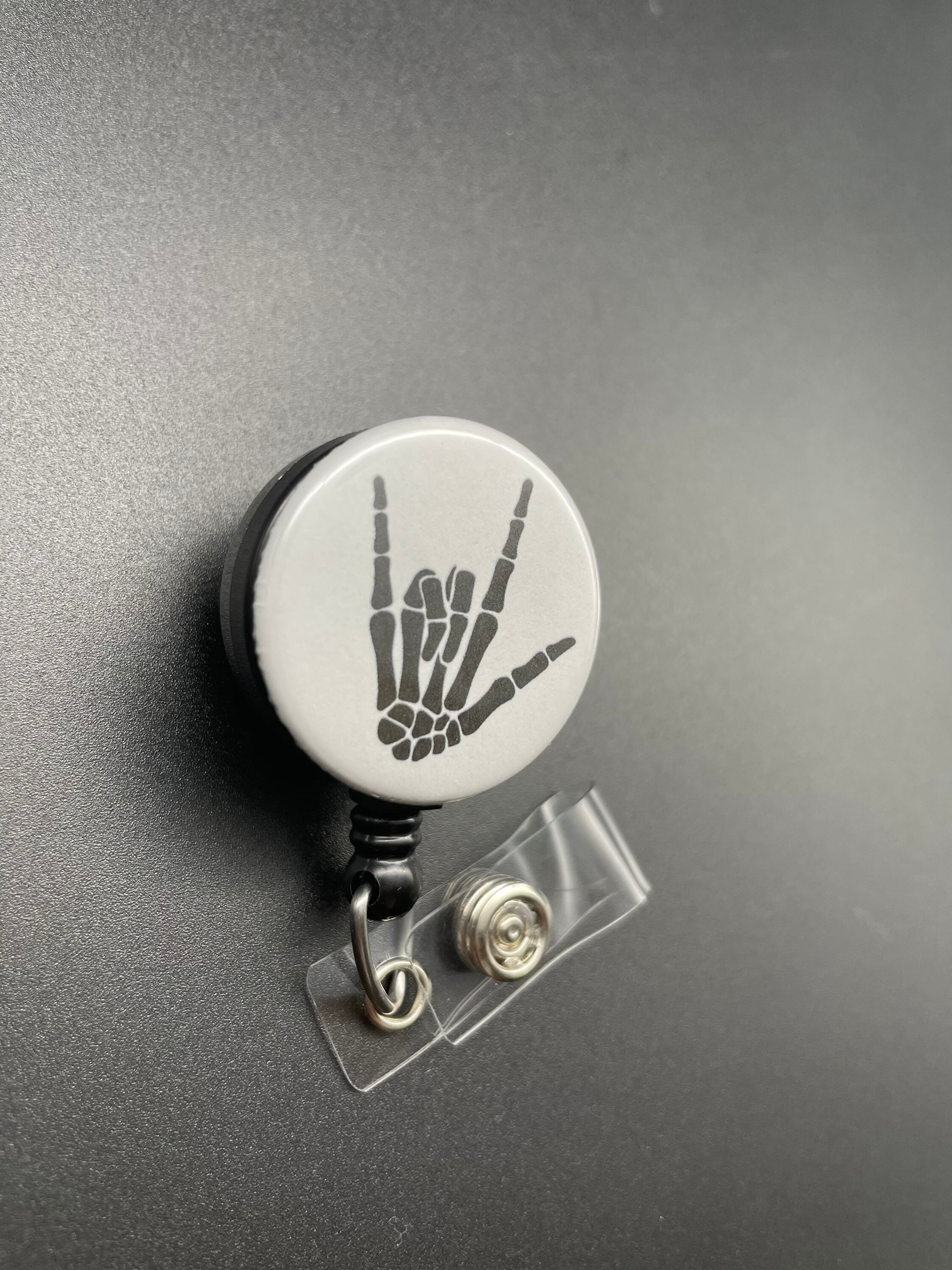 I Love You Skeleton Bones Hand Sign Language Badge | Etsy