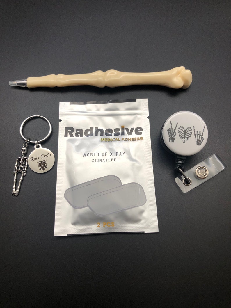 Rad Tech Gift Bundle, Rad Tech and Skeleton Keychain, Radhesive Strips ...