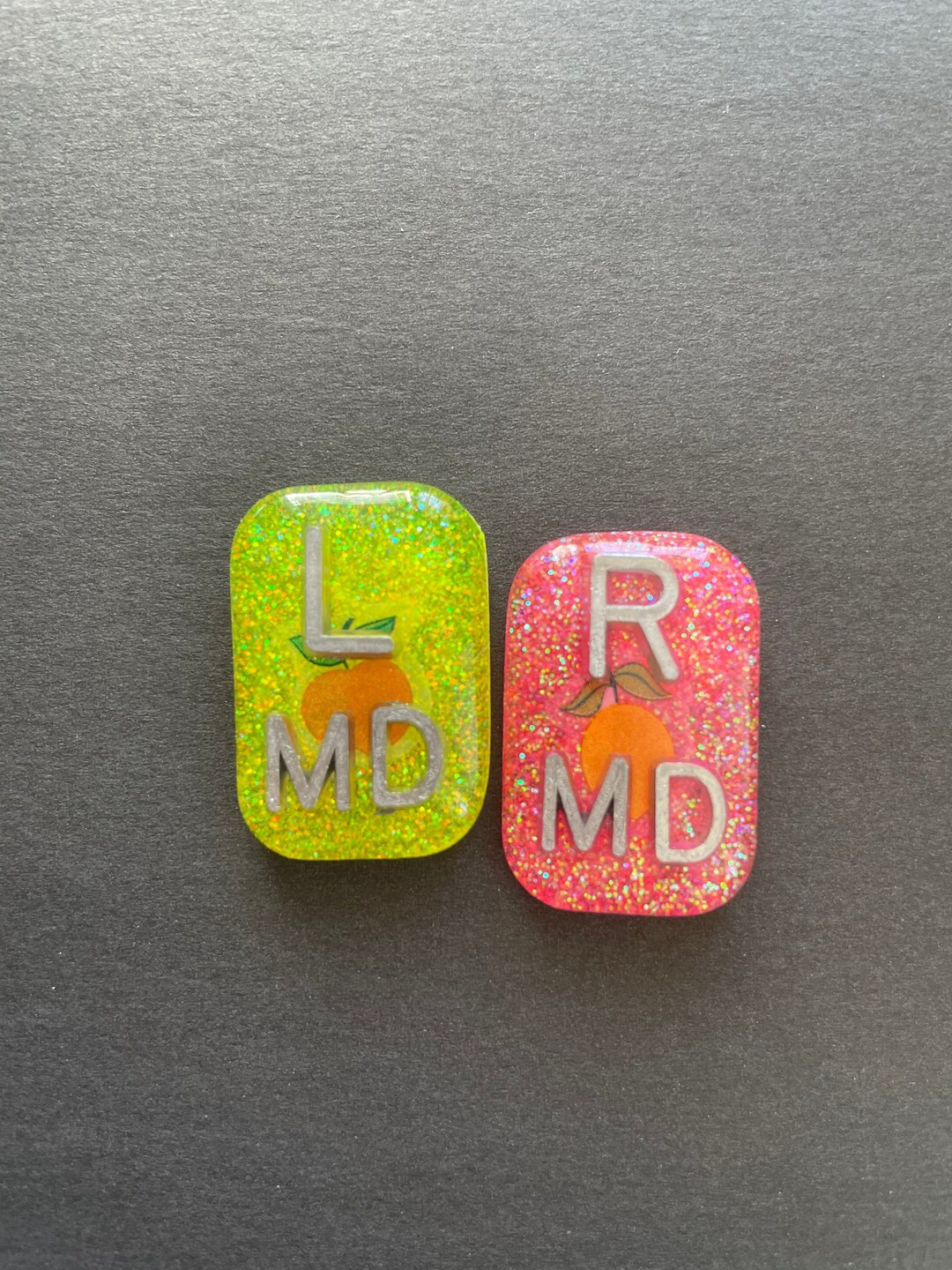 Peach and Lemon Xray Markers, Rectangle, With 2 or 3 Initials, Glitter ...