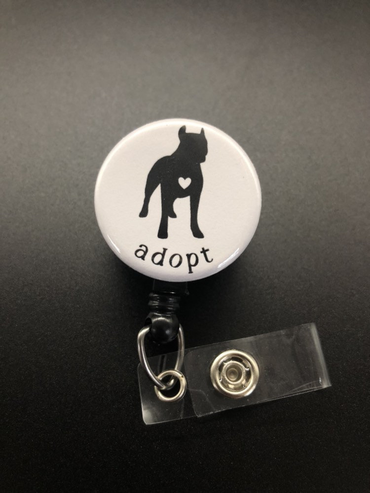 Adopt Retractable ID Badge Holder Pitbull Rescue Adopt | Etsy