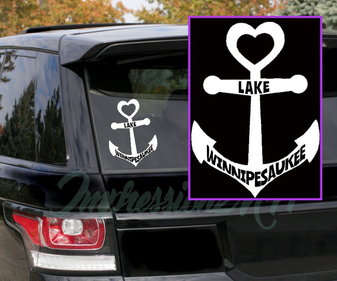 Lake Winnipesaukee Anchor Car Decal - New Hampshire Boating Souvenir ...