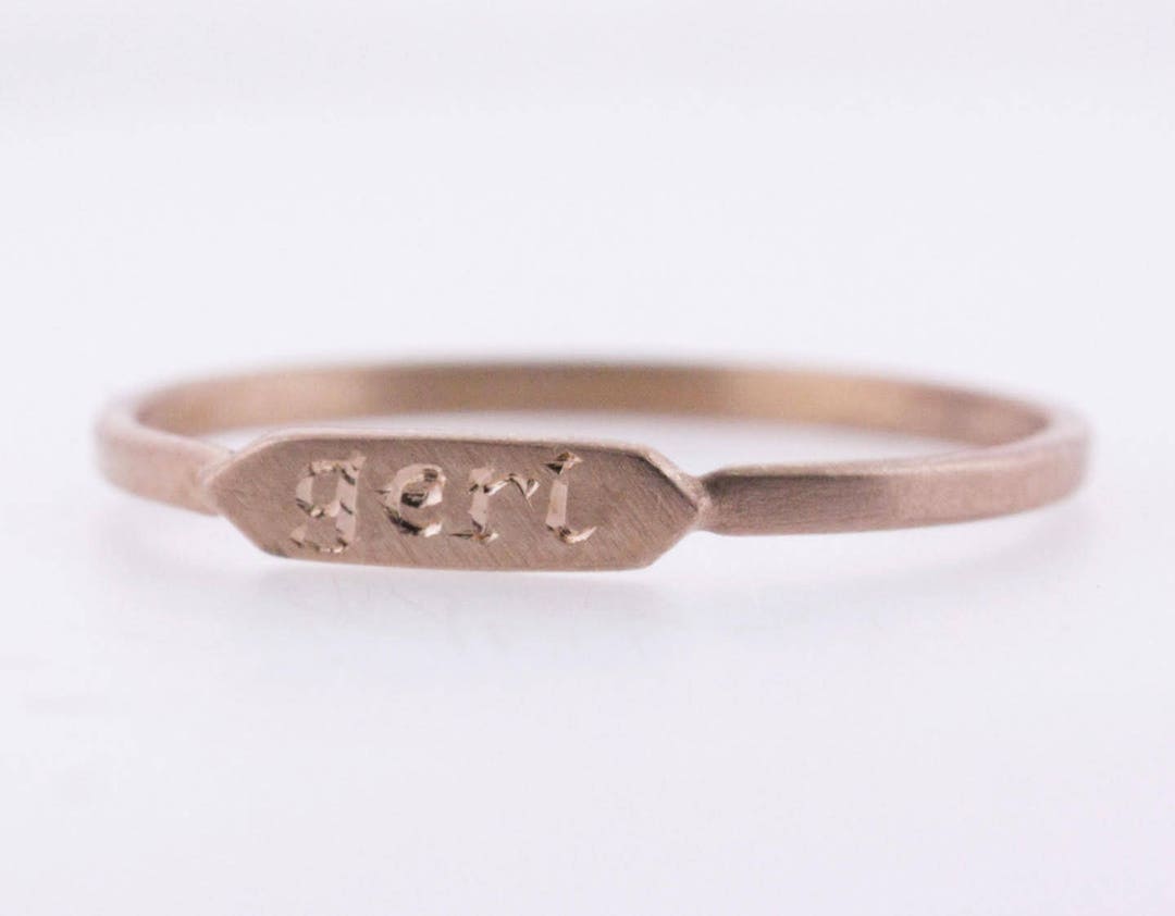 Personalized Rose Gold Signet Ring - Etsy