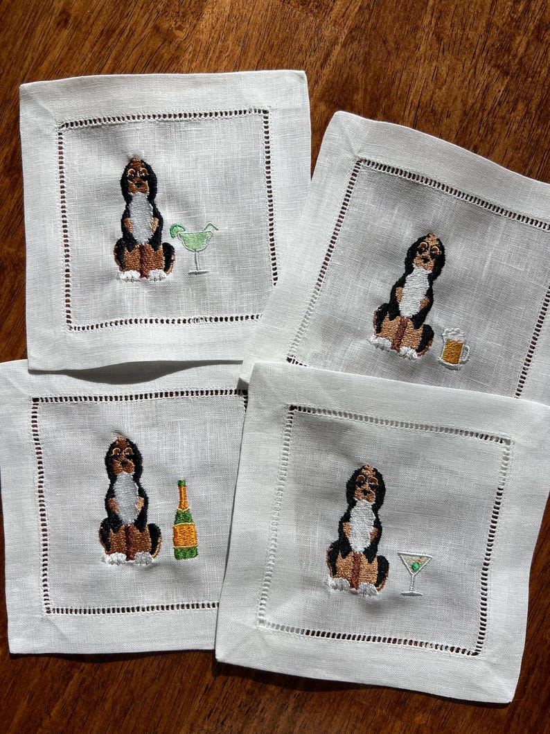 The Tipsy Dog - Bernedoodle Cocktail Napkins - Etsy