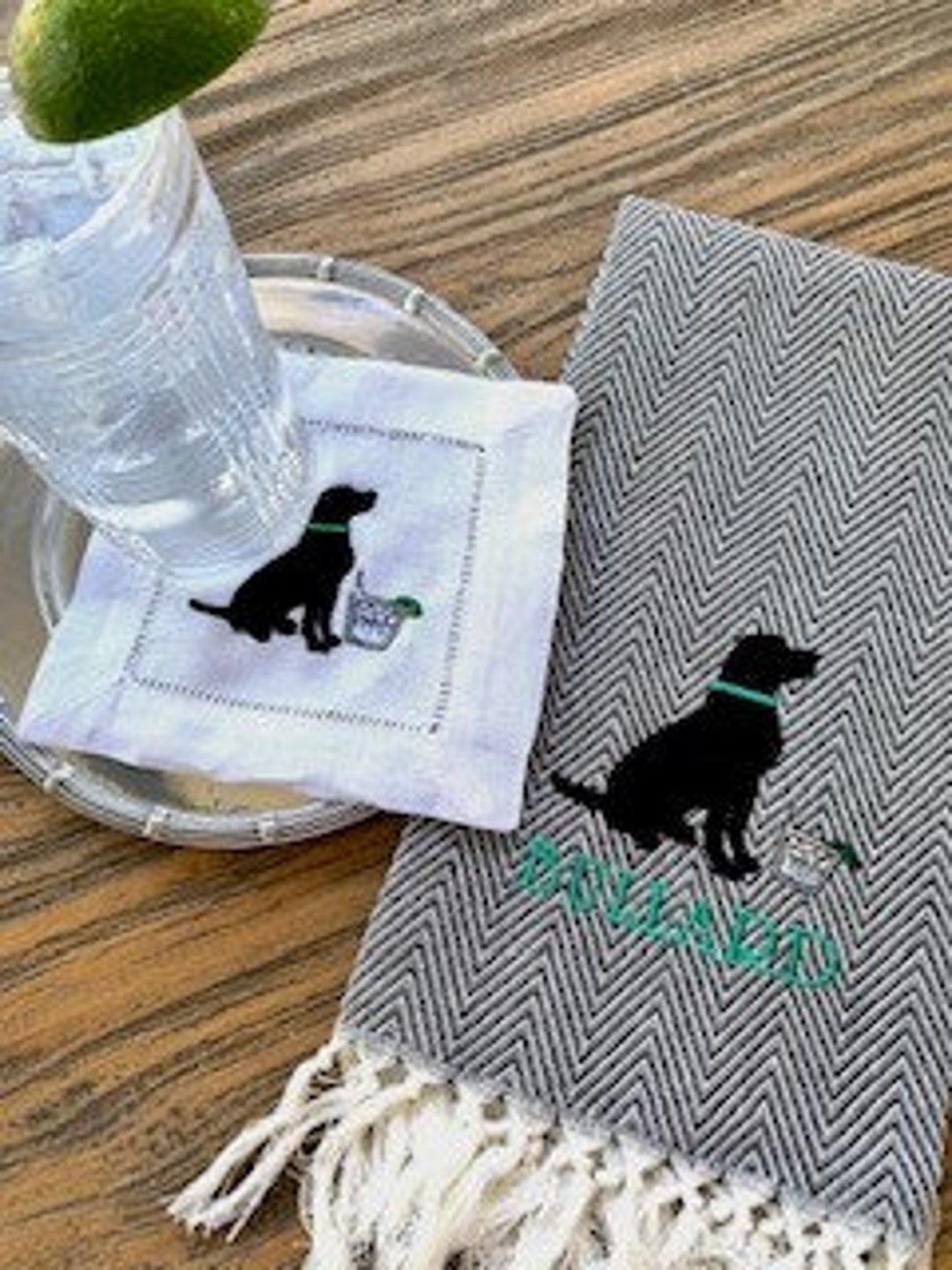 The Tipsy Dog - Labrador Retriever Embroidered Towels - Etsy
