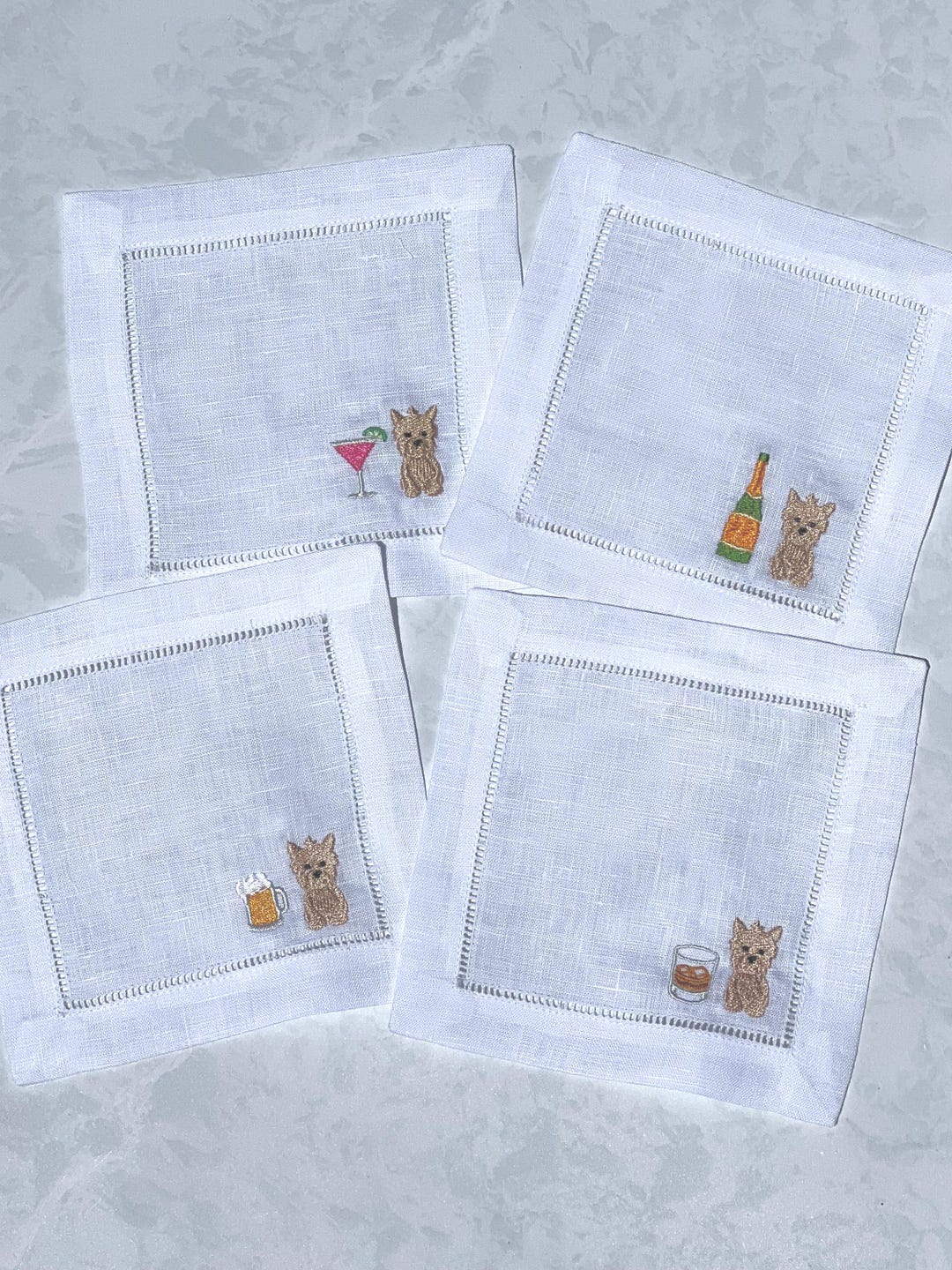 The Tipsy Dog - Mini Yorkie Cocktail Napkins - Etsy