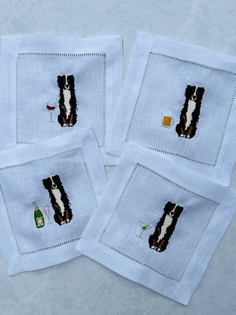 The Tipsy Dog - Bernese Mountain Dog Cocktail Napkins - Etsy