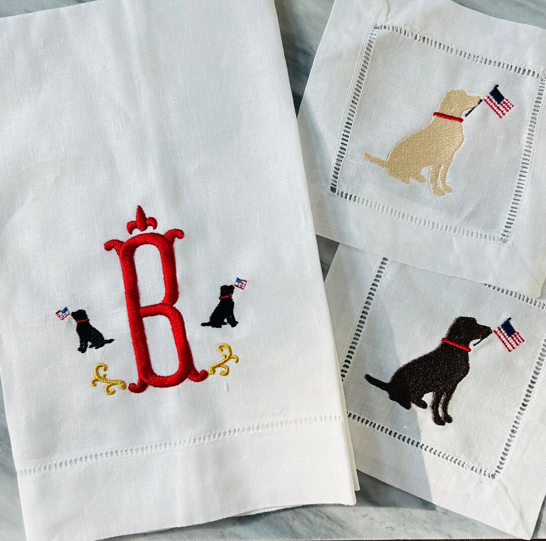 Regal Patriotic Labrador Monogrammed Tea Towel - Etsy