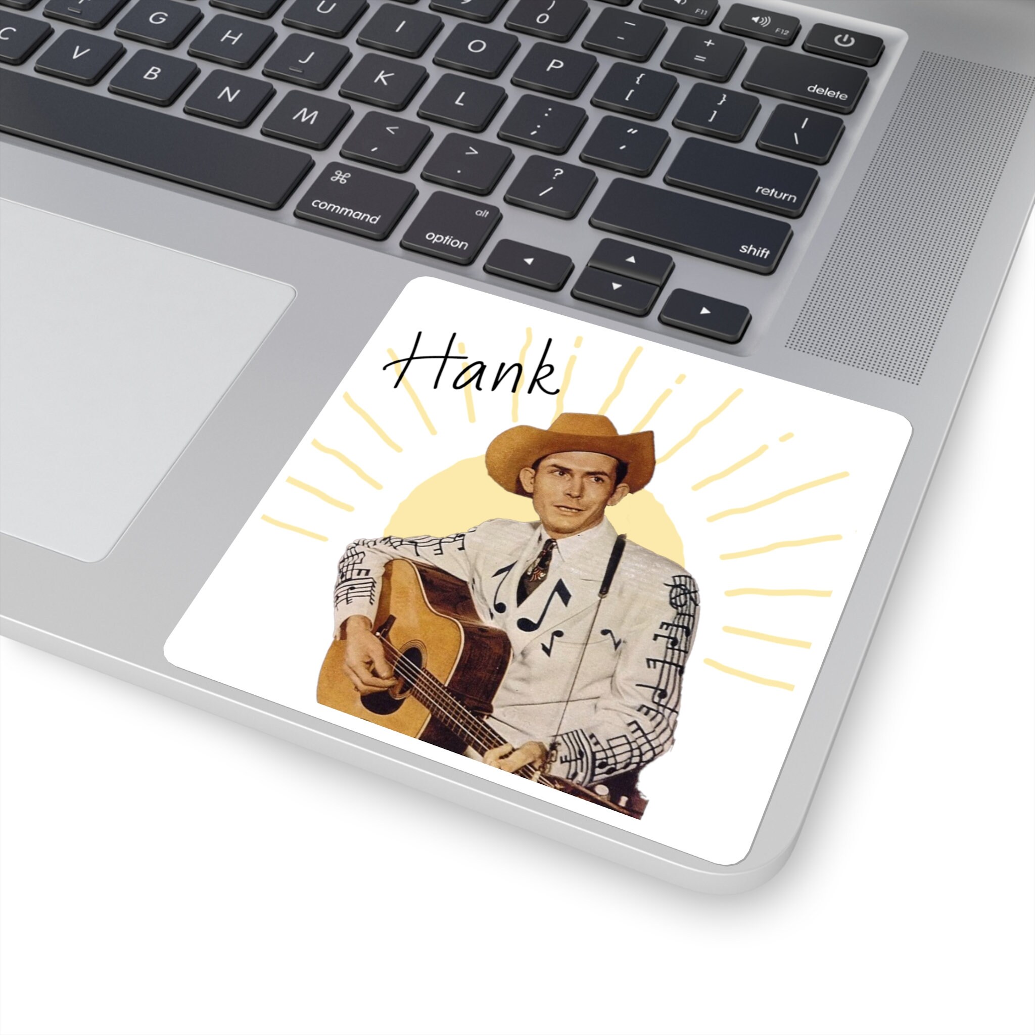 Hank Williams Sr. Square Stickers White Sunburst Guitar Music Note Suit ...