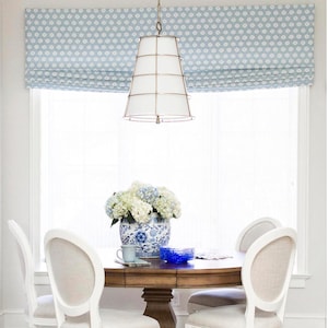 Bay Window Roman Shades CUSTOM Size Blue Roman Shades Dining Window ...