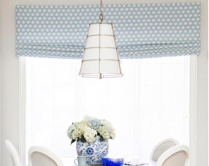 Bay Window Roman Shades CUSTOM Size Blue Roman Shades Dining Window ...