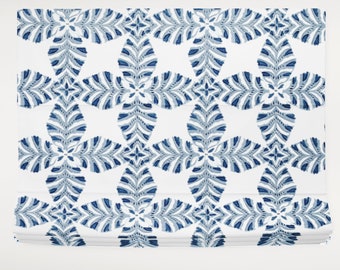 Floral roman shade jacobean floral blue floral linen roman | Etsy