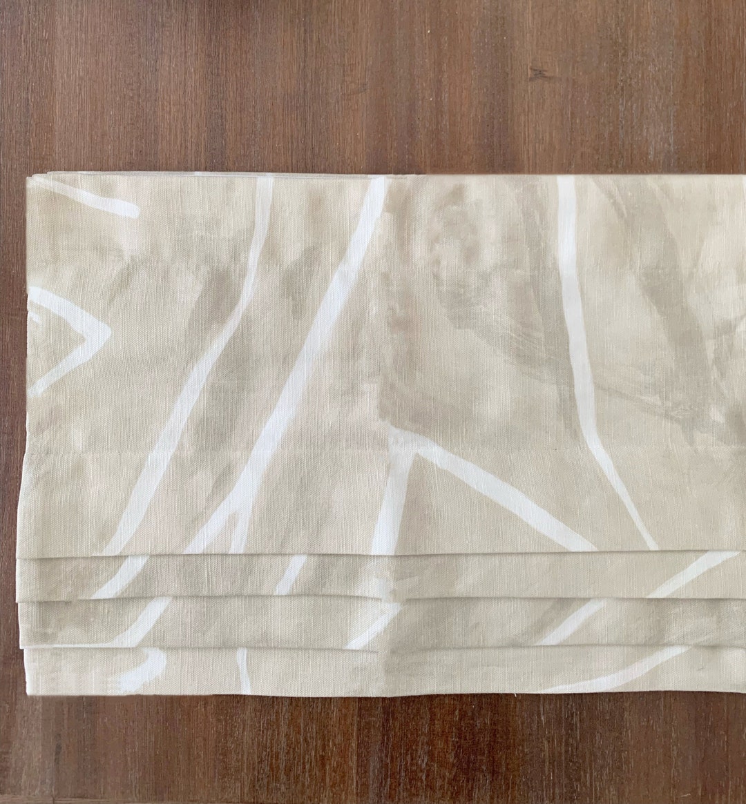 QUICK SHIP Graffito Beige Ivory Valence Window Shade Beige Faux Roman ...