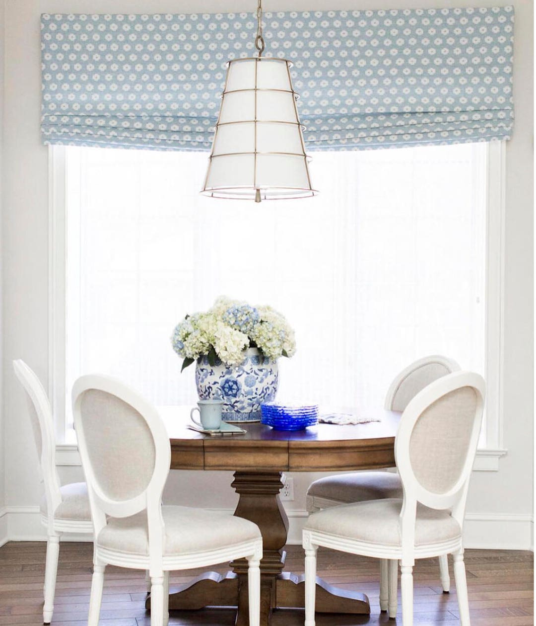 Bay Window Roman Shades CUSTOM Size Blue Roman Shades Dining Window ...