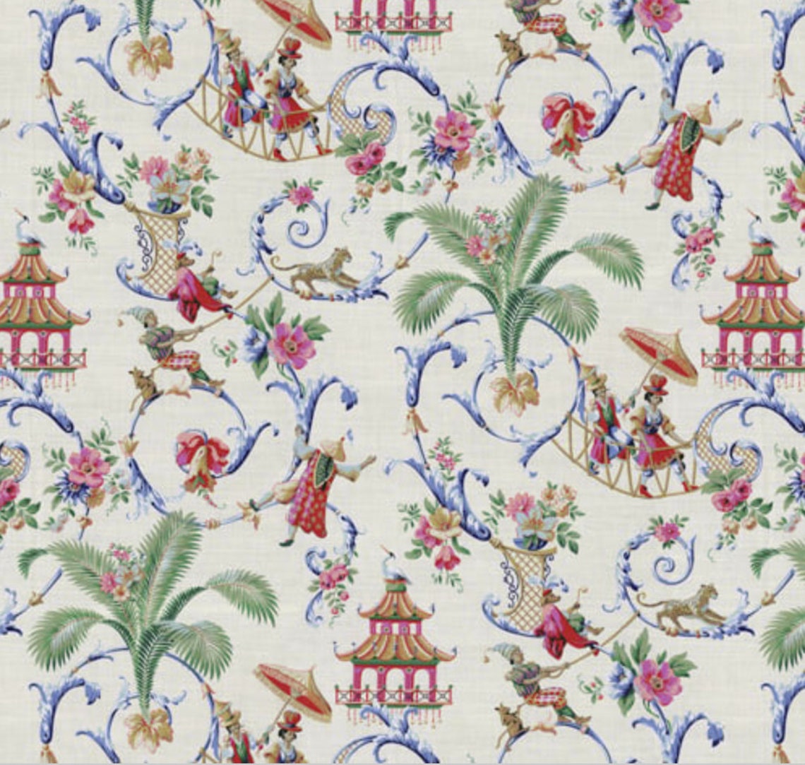 Modern Toile Mandarin Roman Shades custom Sizes Blue Green Oriental ...