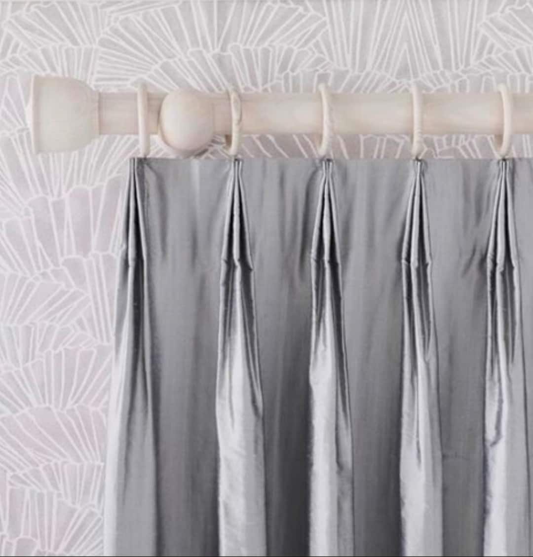 Wood Curtain Rod SET Includes Finials, Rod and Brackets Washed White ...