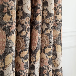 Charcoal Curtains Tonic Living Kalida Bird Curtains Dark Grey Cotton ...