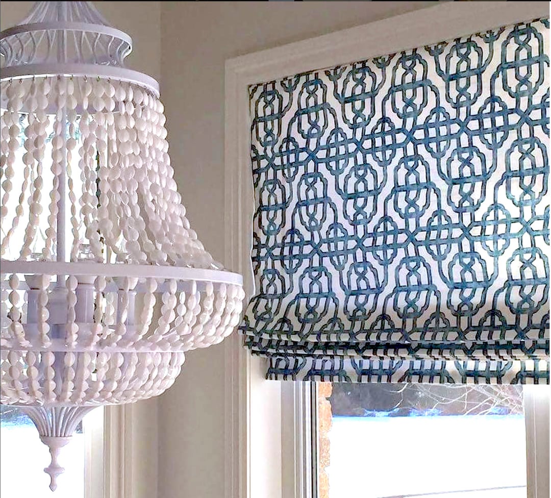 Blue Roman Shades Blue Ogee Blue Trellis Window Shade Blue Lattice Work ...