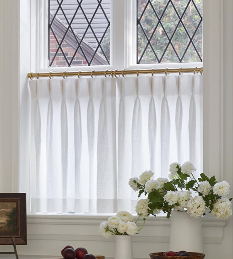 Cafe Curtain Rod CUSTOM CUT Cafe Curtains Rod Kitchen Curtain Rod ...