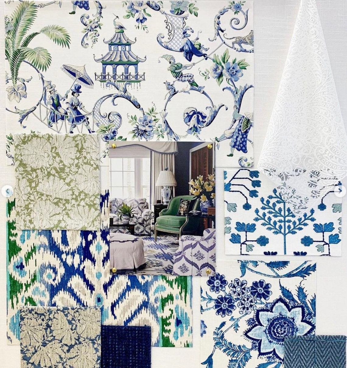 Modern Toile Mandarin Roman Shades custom Sizes Blue Green Oriental ...