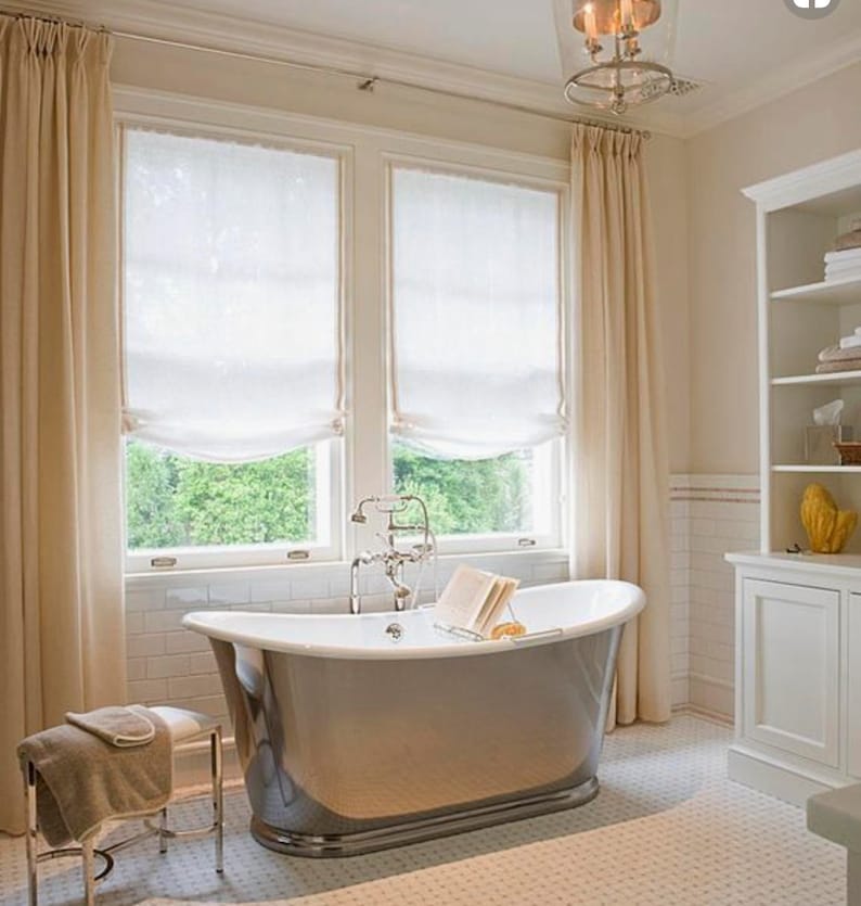 Relaxed Roman Shades Linen White Offwhite Ivory Linen Roman - Etsy