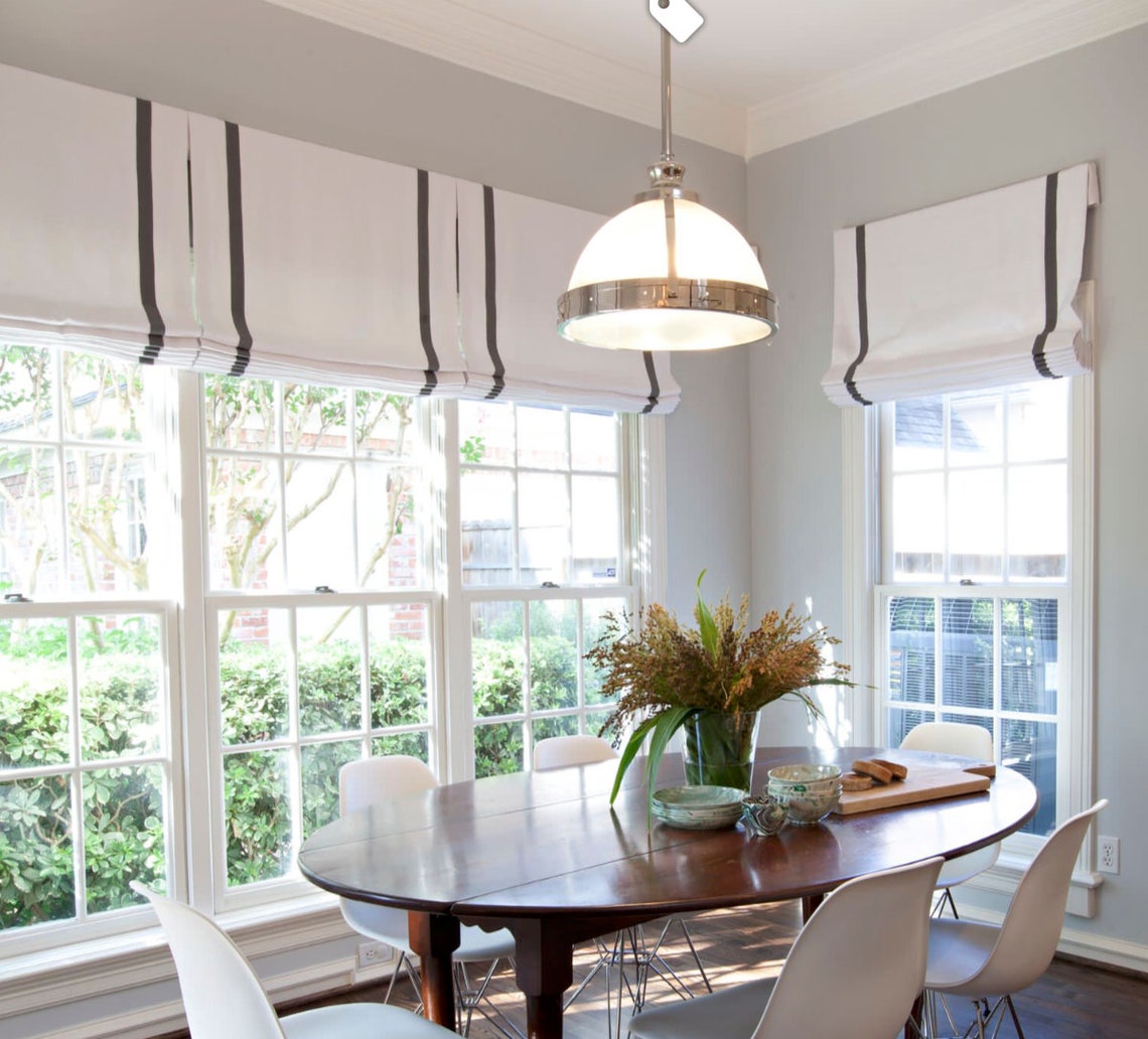 Modern Farmhouse Roman Shades CUSTOM Size Gray Stripe Roman - Etsy