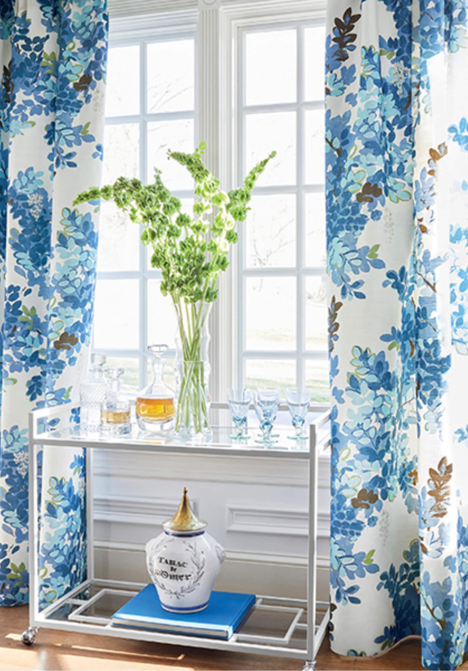 Thibaut Central Park Curtains Thibaut Curtains Garden Green Floral ...