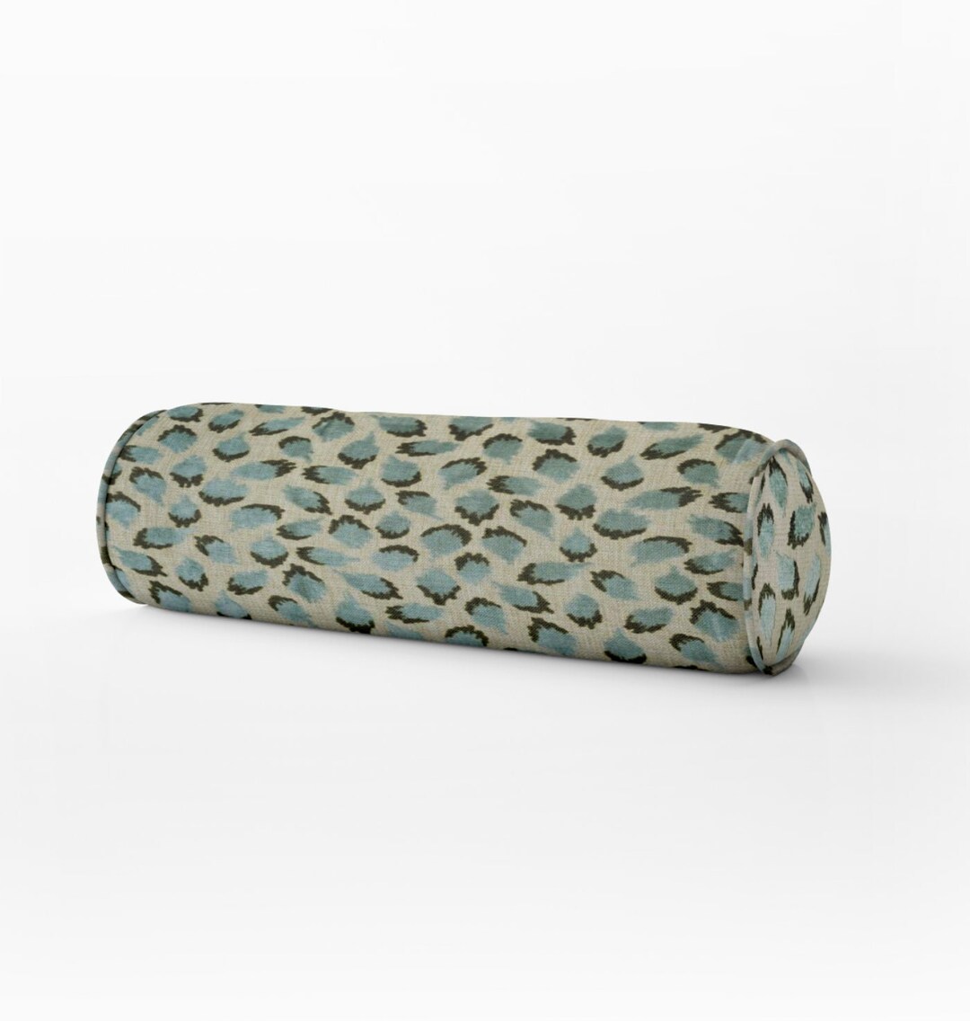 Velvet Bolster Pillow Aqua Leopard Print Blue Green Beige Velvet ...