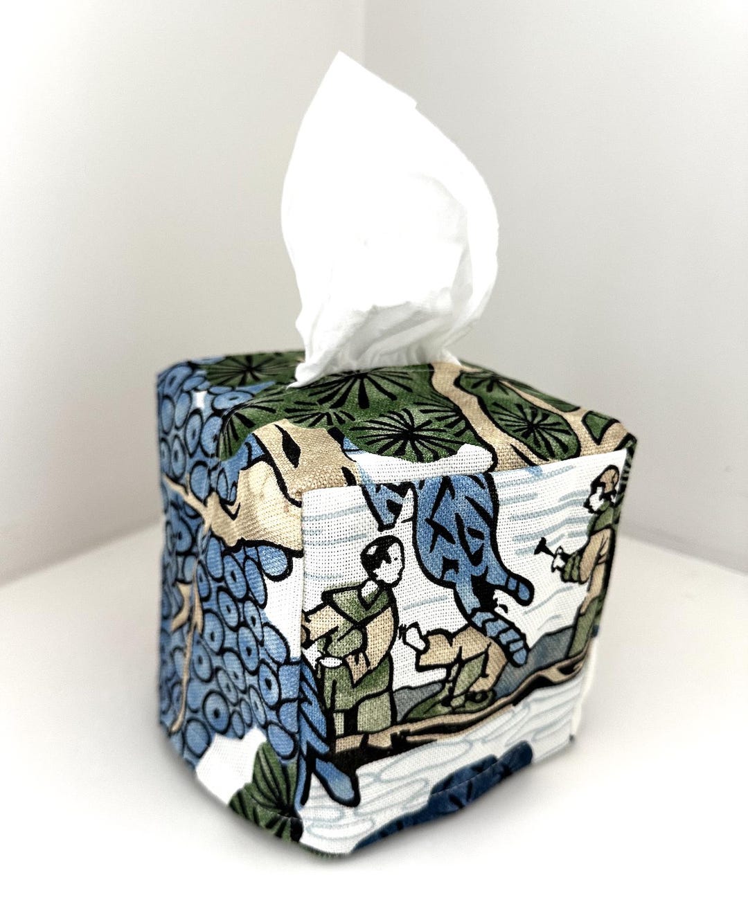 Asian Scenic Tissue Box Cover Thibaut Accessory Gift Chinoiserie ...
