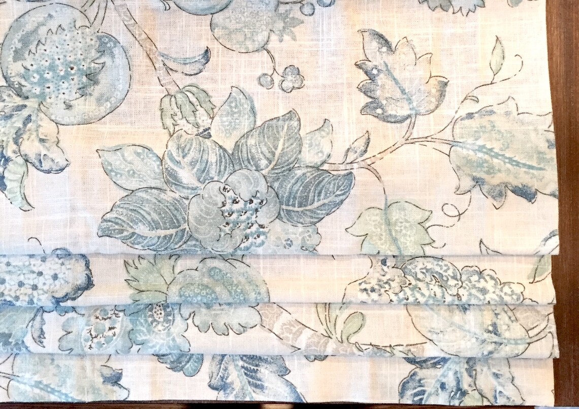Floral Roman Shade Jacobean Floral Blue Floral Linen Roman - Etsy