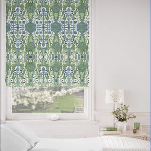 Green Blue Roman Shades CUSTOM Size Bombay Kelly Green Roman Shades ...
