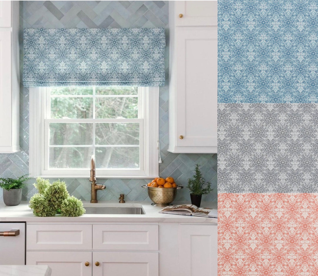 Kitchen Sink Shade Blue Faux Roman Valence Window Shade Blue Faux Roman ...