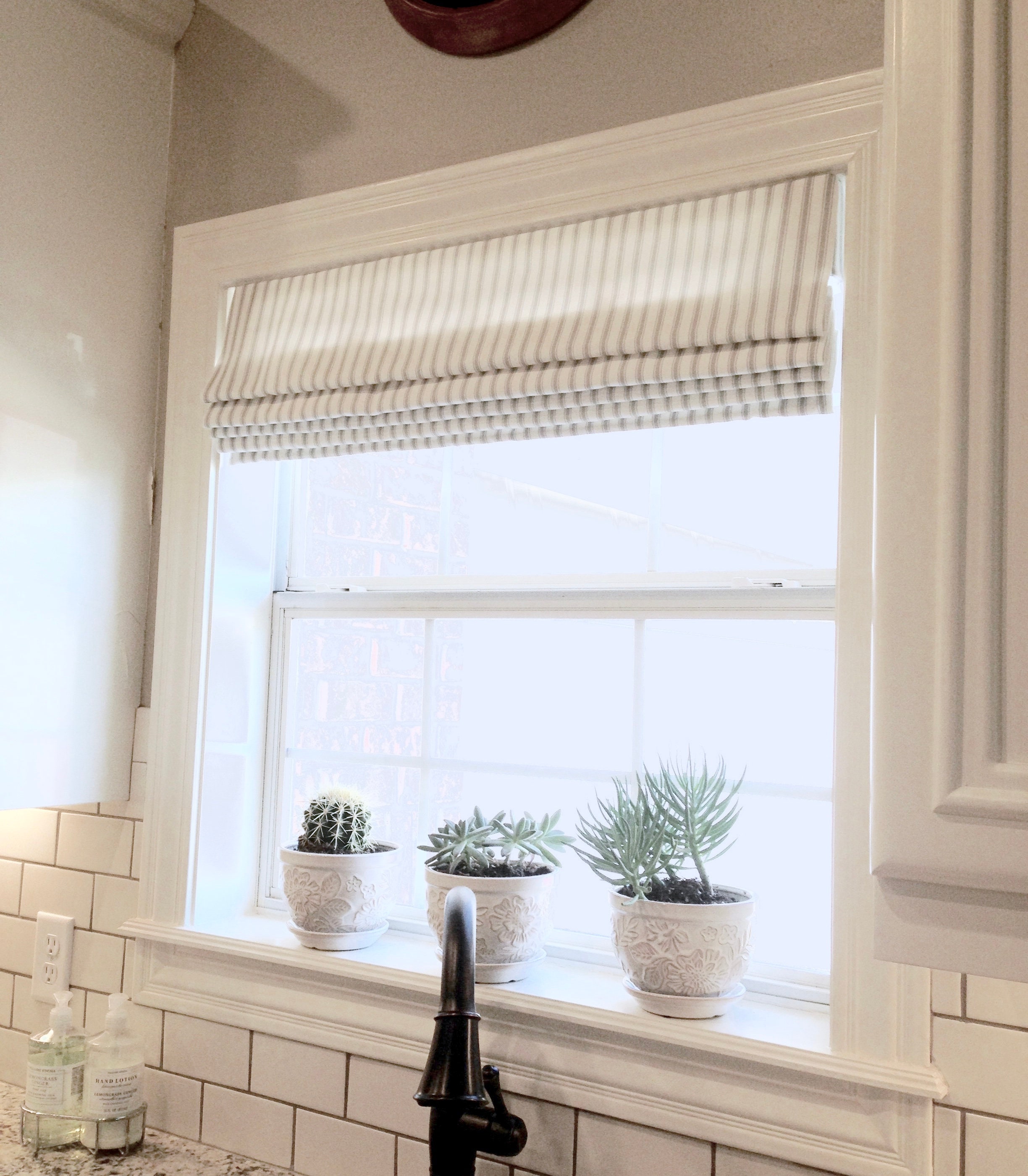 French Ticking Roman Shades CUSTOM Size Striped Roman Shades Kitchen ...