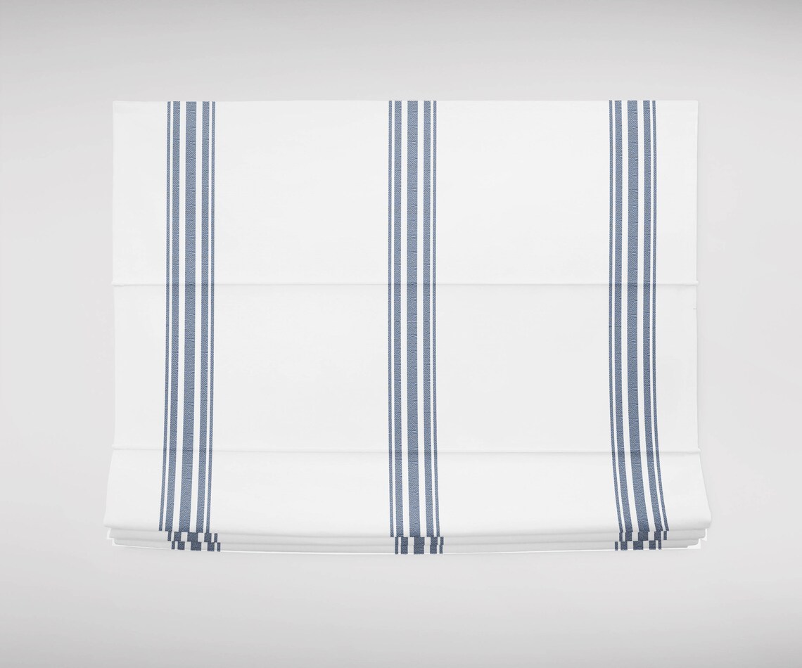 Grey Stripe Roman Shade Grey French Ticking Roman Shades Grey White ...